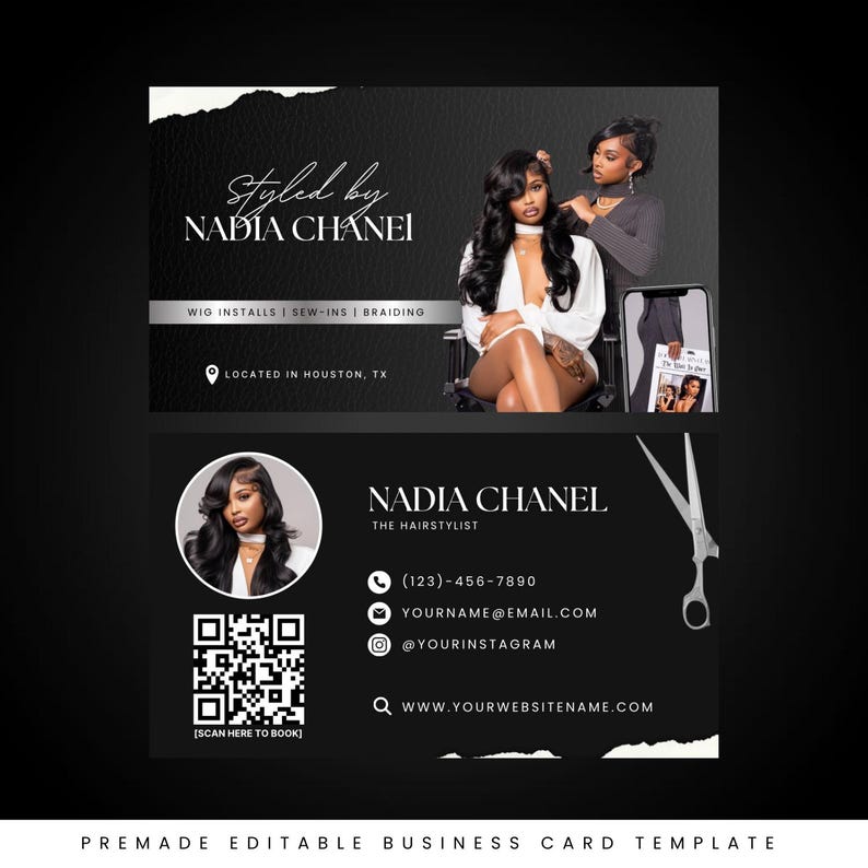 Luxury Modern Hair Stylist Business Card Template | Beauty Salon Card ...