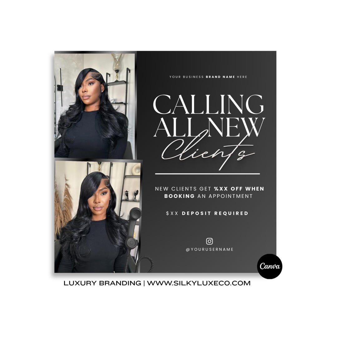 New Client Luxury Booking Flyer, Calling All New Clients, Hair Stylist ...