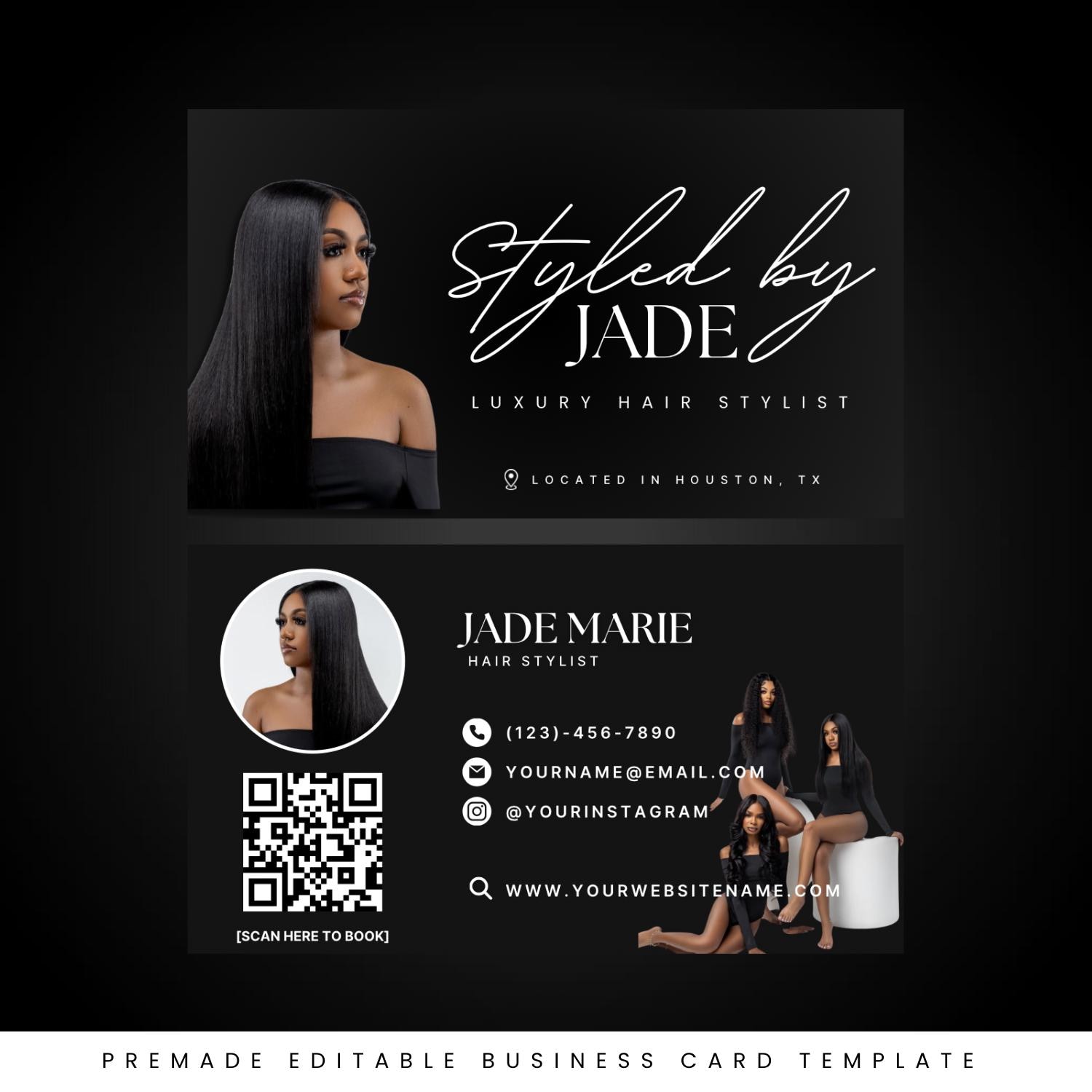 Luxury Modern Hair Stylist Business Card Template | Beauty Salon Card ...