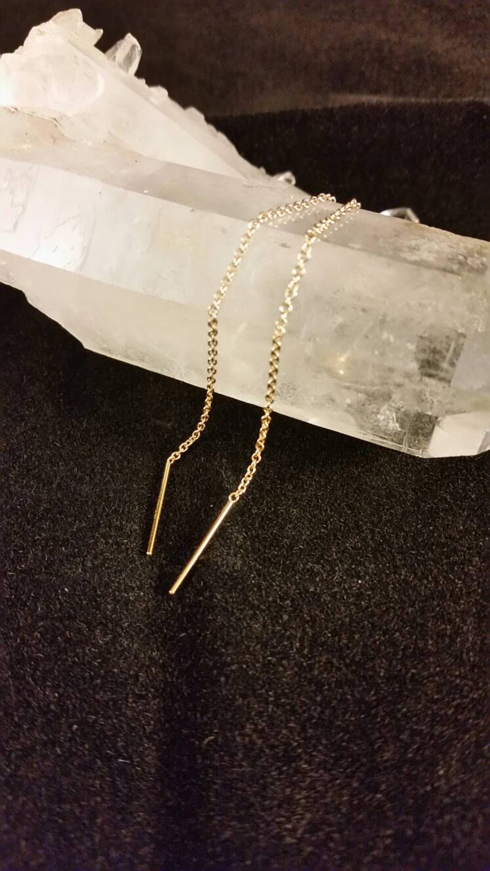 Gold-filled Crystal Quartz Earring Threaders - Etsy
