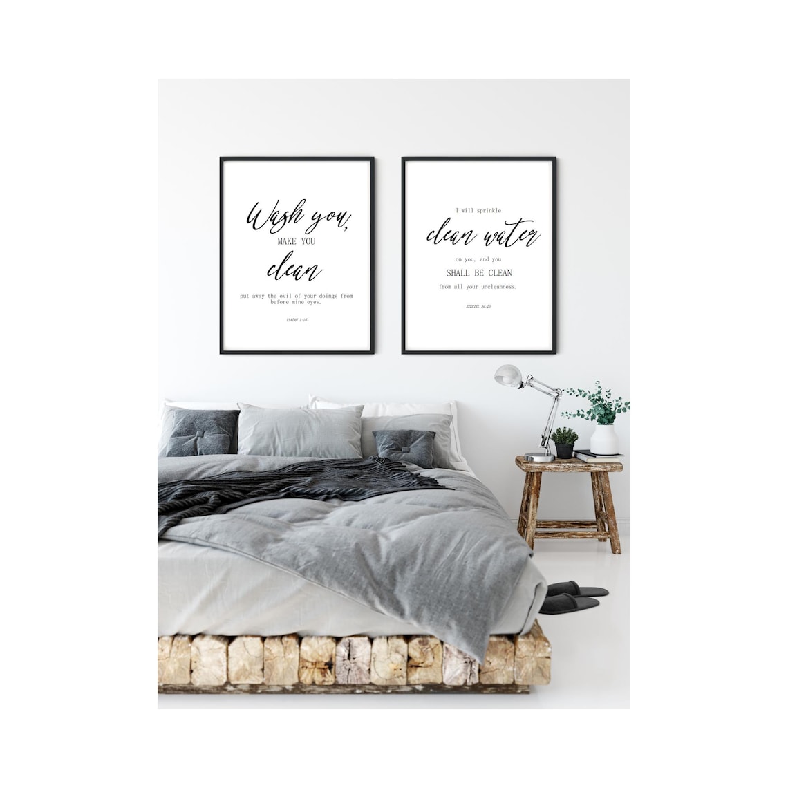 Christian Bathroom Scripture Art Prints: Minimalist Bible Verse Set ...