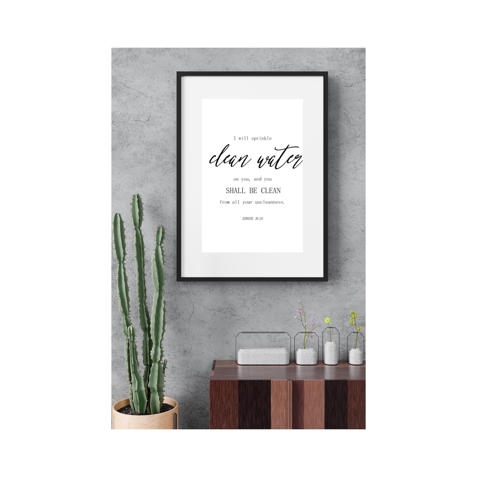 Christian Bathroom Scripture Art Prints: Minimalist Bible Verse Set ...