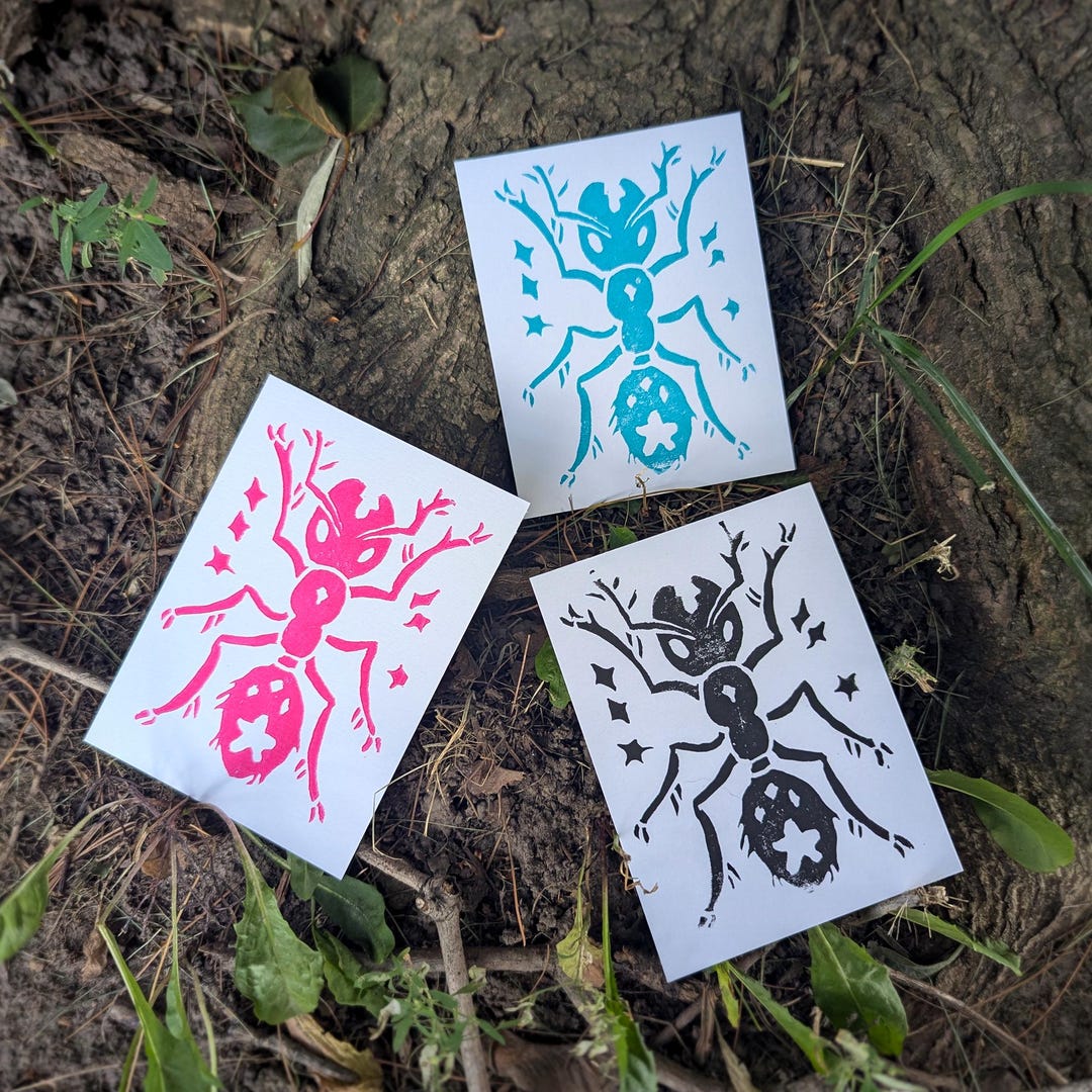 Starry Ant | Nature Bugs | Hand Made Linocut Print on Paper - Etsy