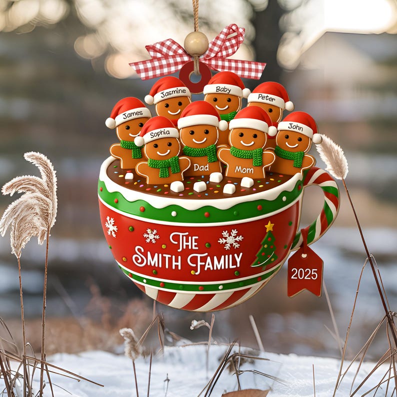 Personalized Gingerbread Family Cup Christmas Ornament 2025, Custom ...