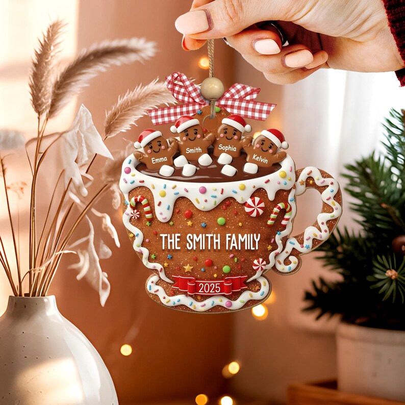 Personalized Gingerbread Family Cup Christmas Ornament 2025, Custom ...