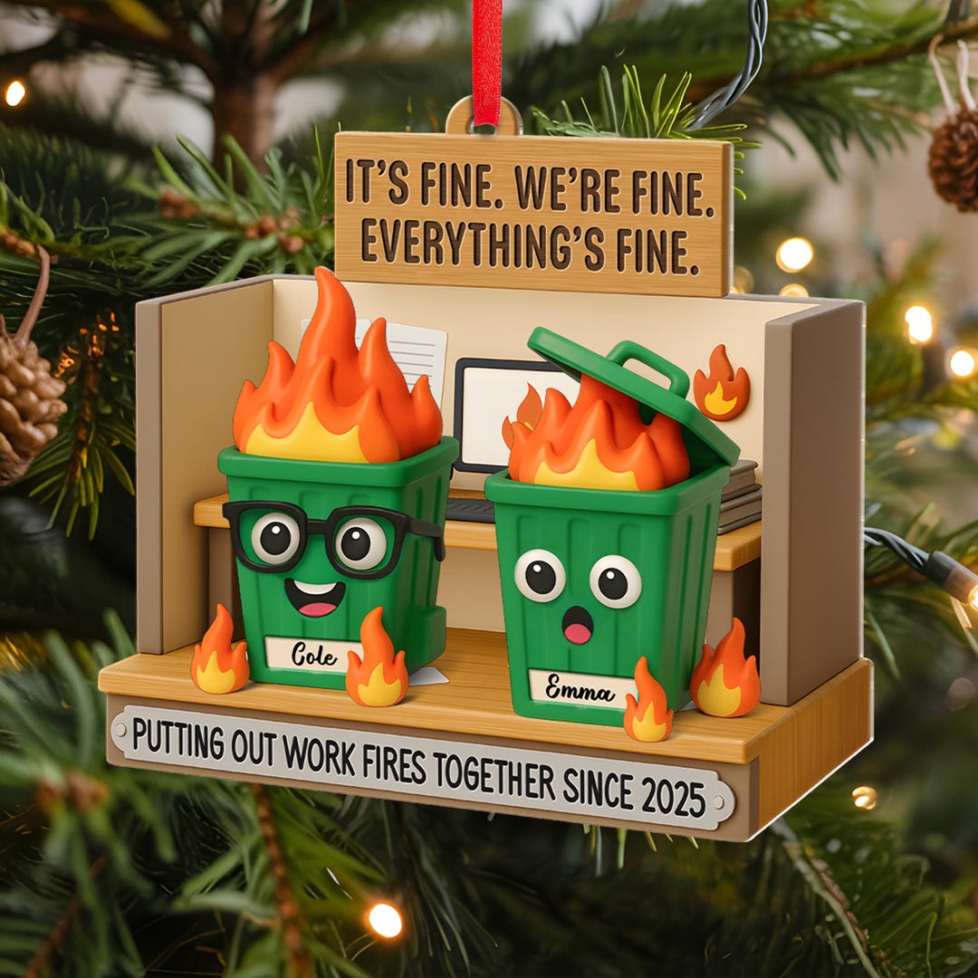 Personalized Dumpster Fire Ornament 2025, Custom Name Christmas Bauble ...