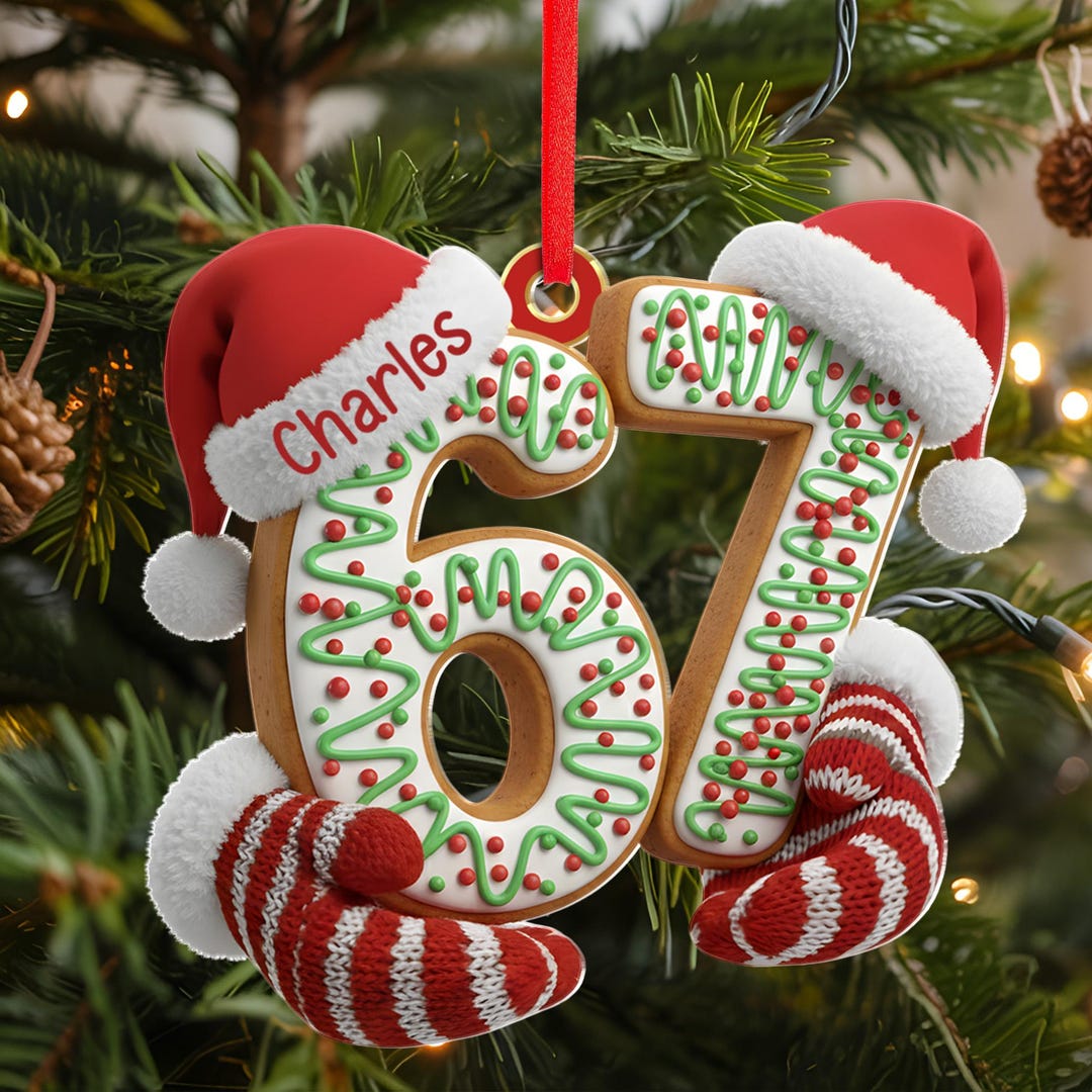 Custom Name 67 Ornament With Hands, Funny Six Seven Ornament ...