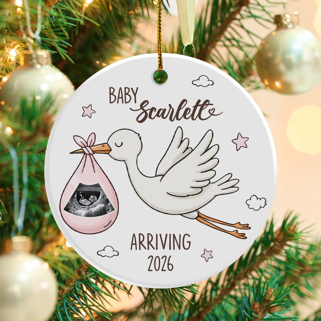 Personalized Baby Stork Ornament, Custom Baby Expecting See You in 2026 ...