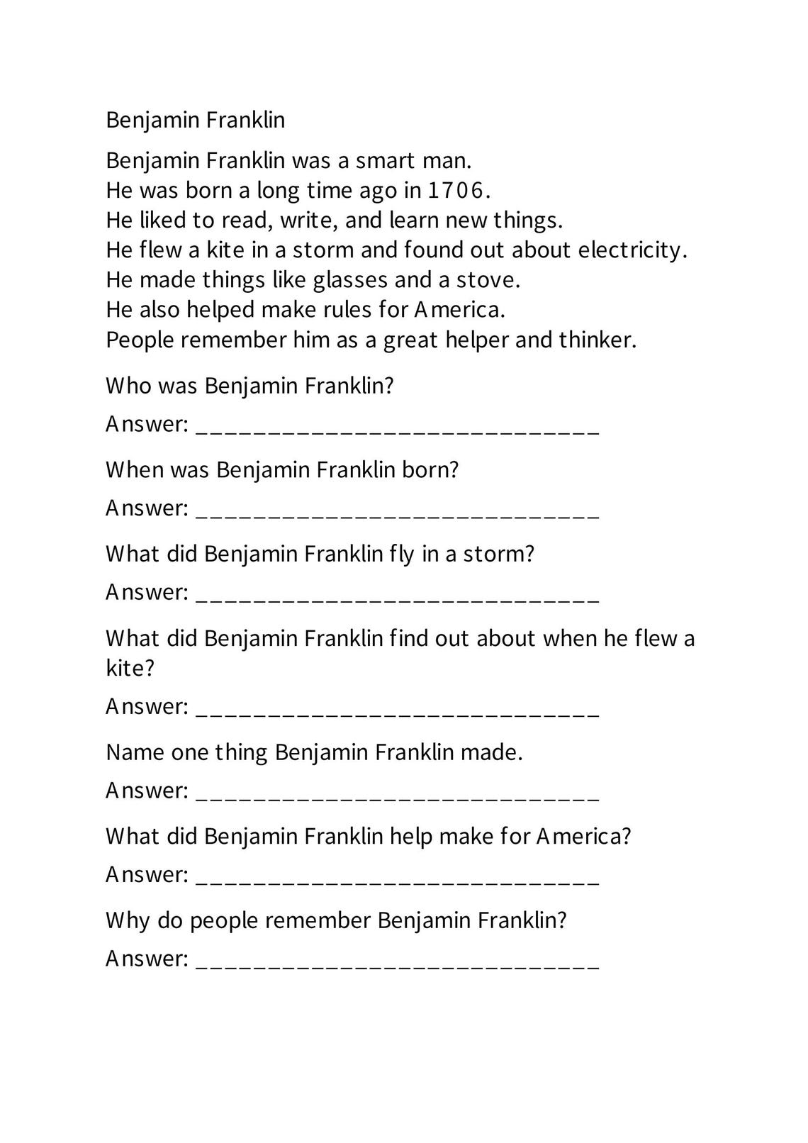 American History Figures for Kindergarten, Home School, and Special Ed ...