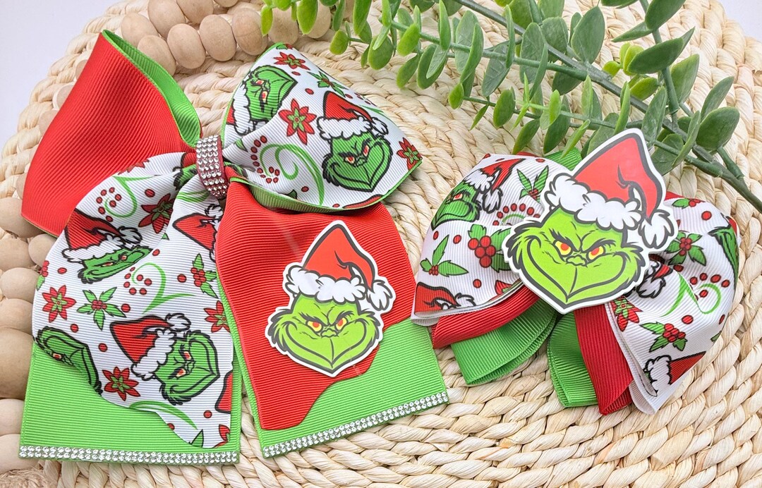 Grinch, Christmas, Hair Bow Set With Alligator Clip - Etsy