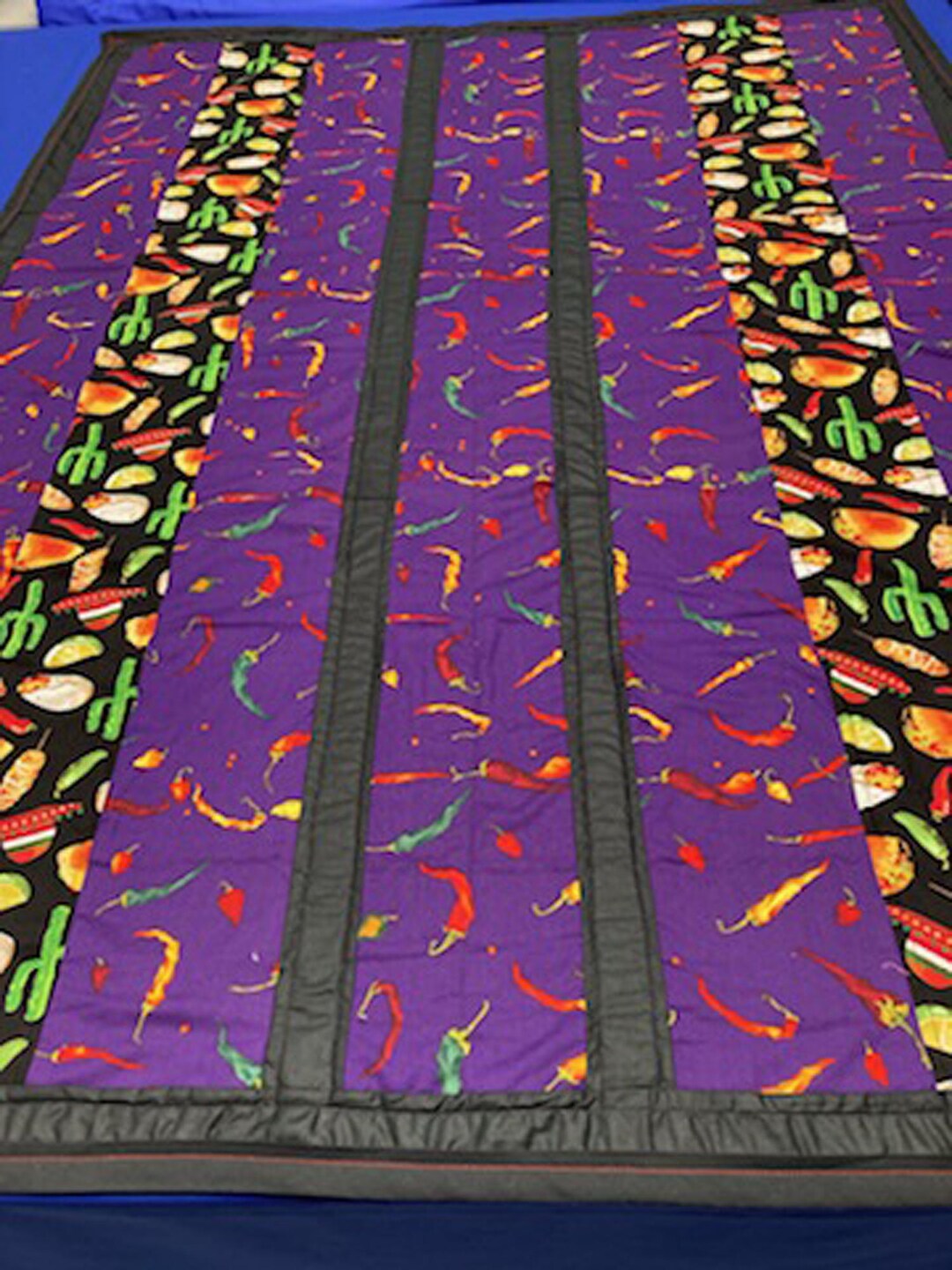 Taco and Hamburger Quilt – Handmade Food Motif Throw, Purple and Red - Etsy