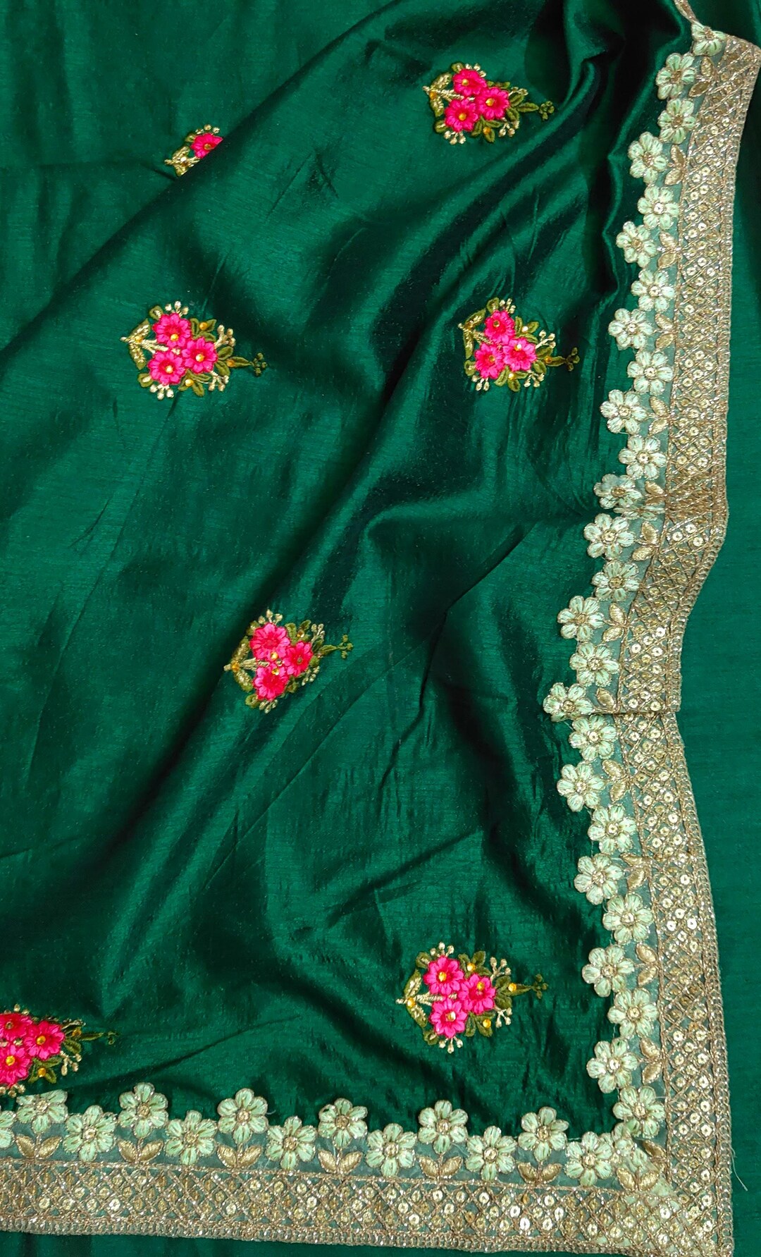 Buy Indian Vintage Saree Beaded Sequins Hande Work Embroidered Pure ...
