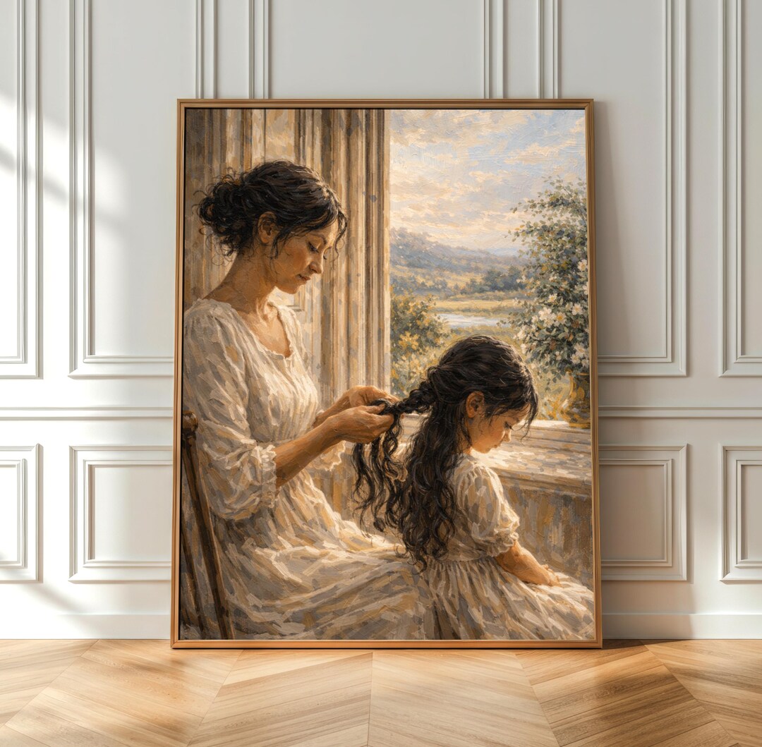 Cuadro de madre e hija, arte mural con un momento de ternura, impresión ...