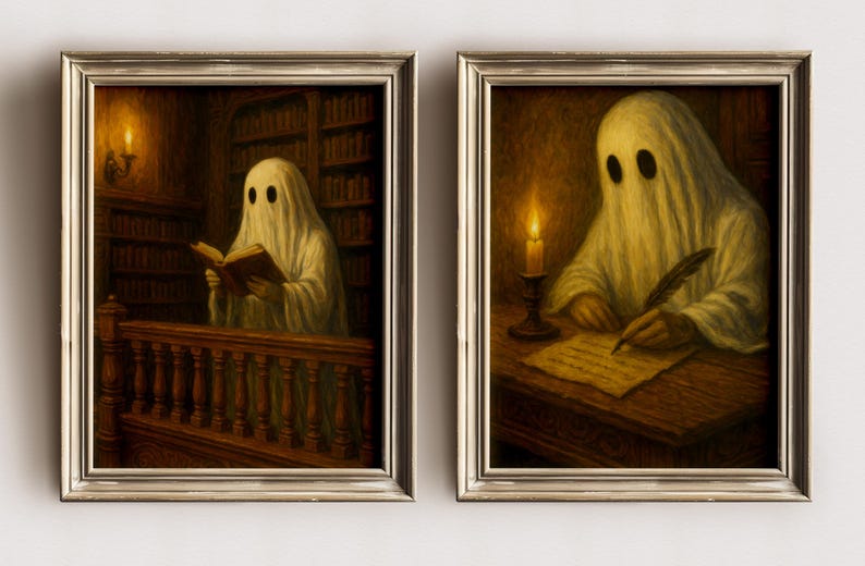 6 Halloween Ghost Gallery Wall Art Set : Vintage Spooky Prints (digital ...