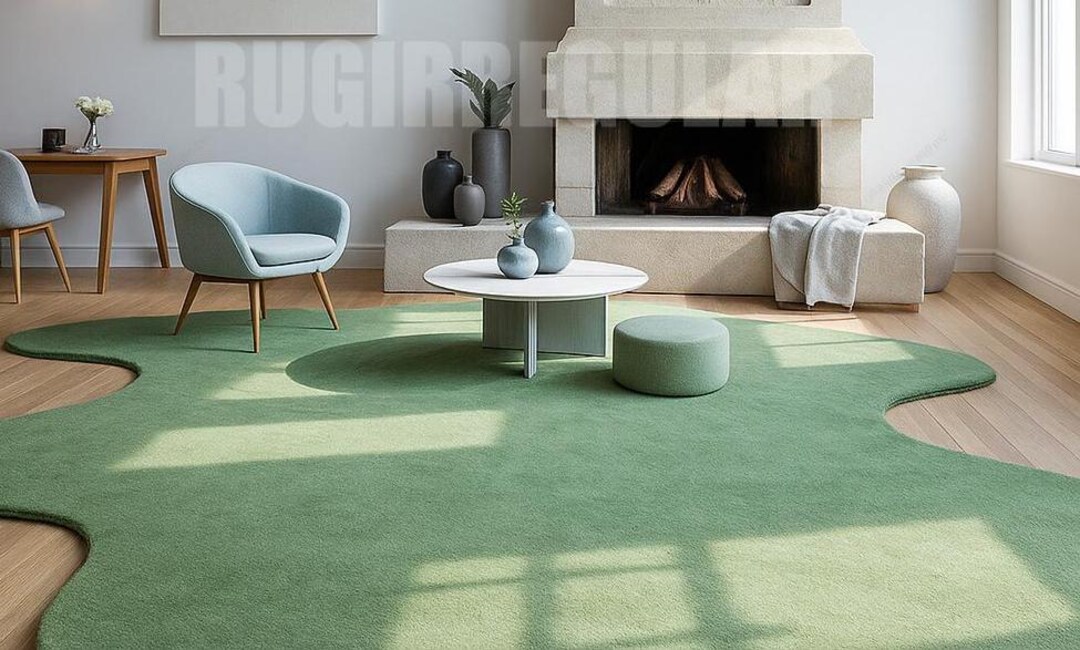 Abstract Blob Rug: Modern Wavy Area Rug - Orange & Navy - Etsy