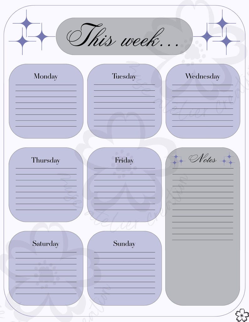 Starlight Weekly Planner — E-stone — Cyber Tones Template PDF ...