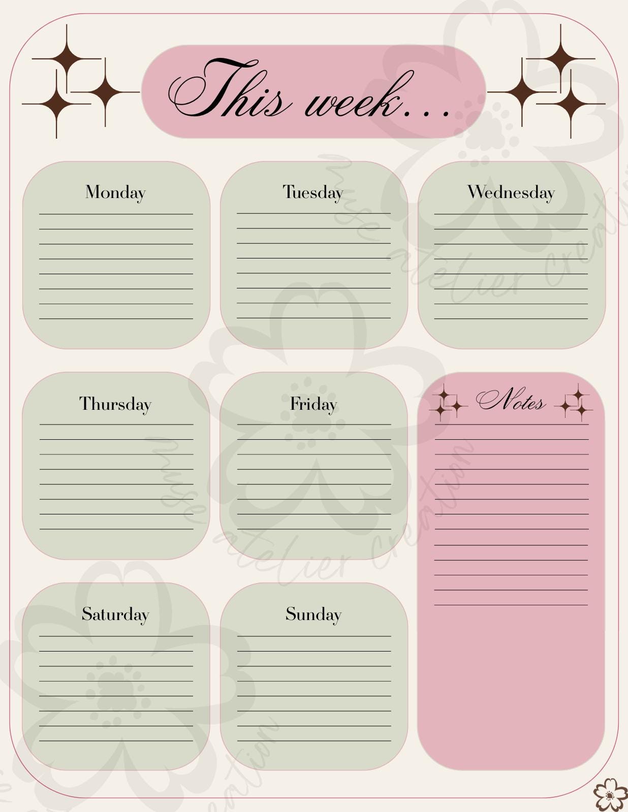 Starlight Weekly Planner — Watermelon— Soft Summer Vibes Template ...