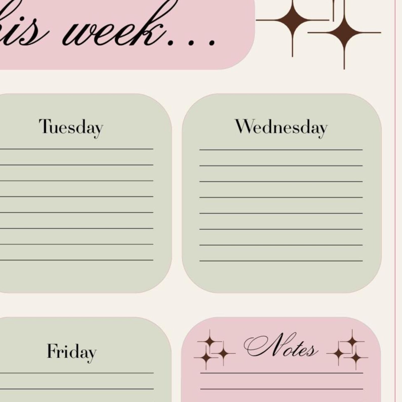 Starlight Weekly Planner — Watermelon— Soft Summer Vibes Template ...