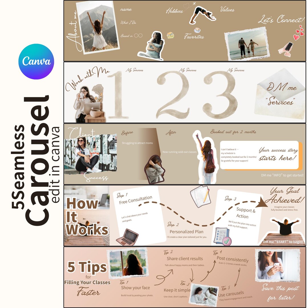 Canva Seamless Carousel Templates for Content Creators / UGC Creators ...