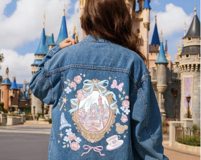 Oversized Disney Denim Jacket – Princess Castle Screen Print - Etsy