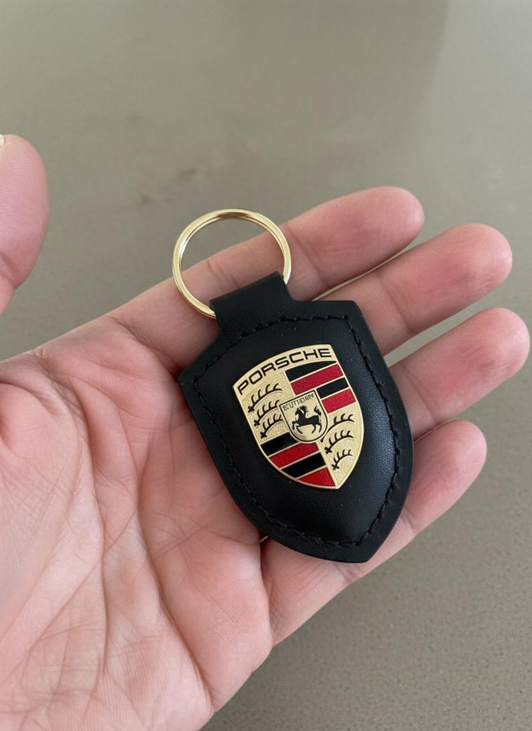 Genuine Leather Crest Key Ring Inspired by Porsche Keyfob - Black 2026 ...