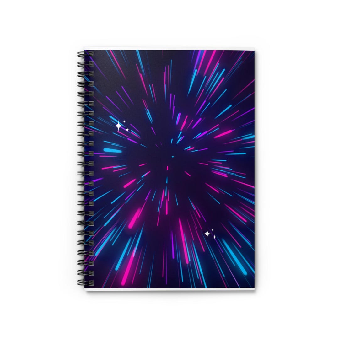 Futuristic Spiral Notebook - Ruled Lines, Notebook for Students, Cosmic ...