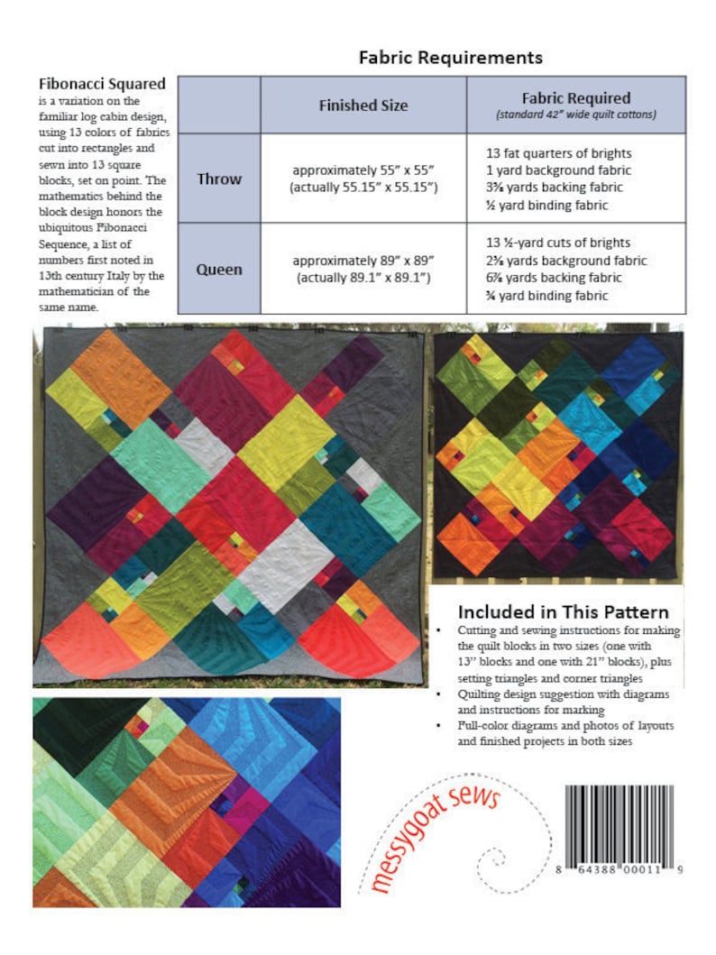 Fibonacci Squared Pattern (PDF Download) - Etsy