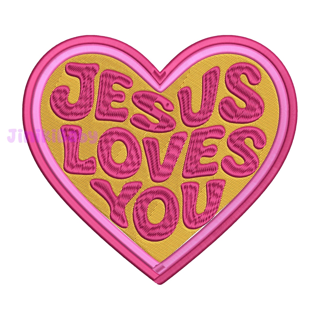 Jesus Loves You Heart Patch: Christian Embroidered Applique - Etsy