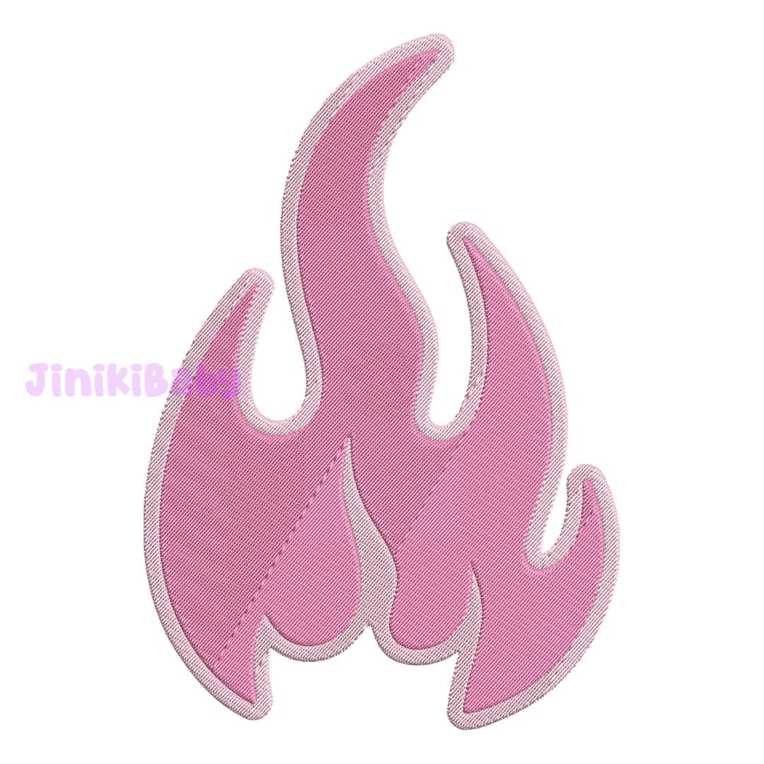 Pink Flame Embroidered Patch, Iron on Y2K Badge - Etsy