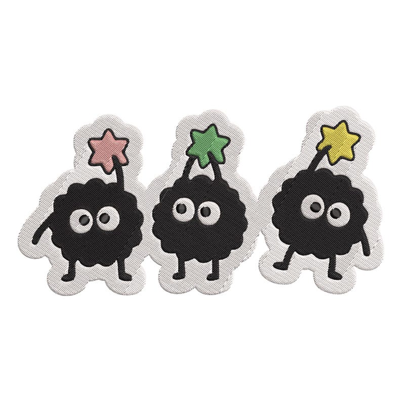 Cute Star Soot Sprites Embroidered Patch – Iron on or Sew on Patch ...