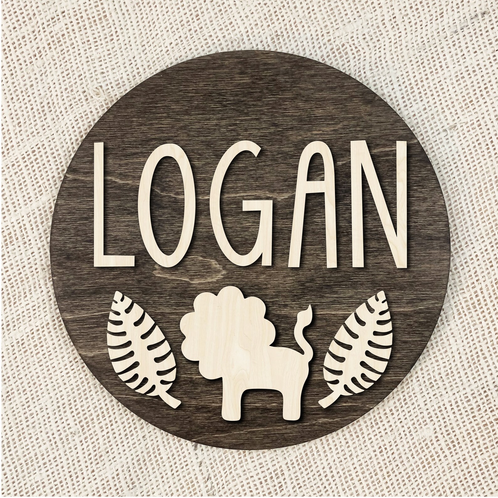 Custom Name Lion Sign Wood Kids Room Name Plaque | Etsy