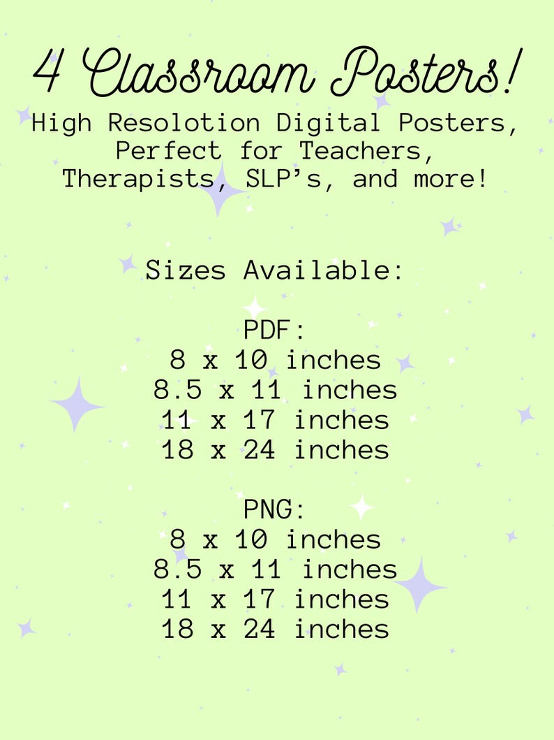 Printable Classroom Posters for Teachers & Therapists – 4 High ...