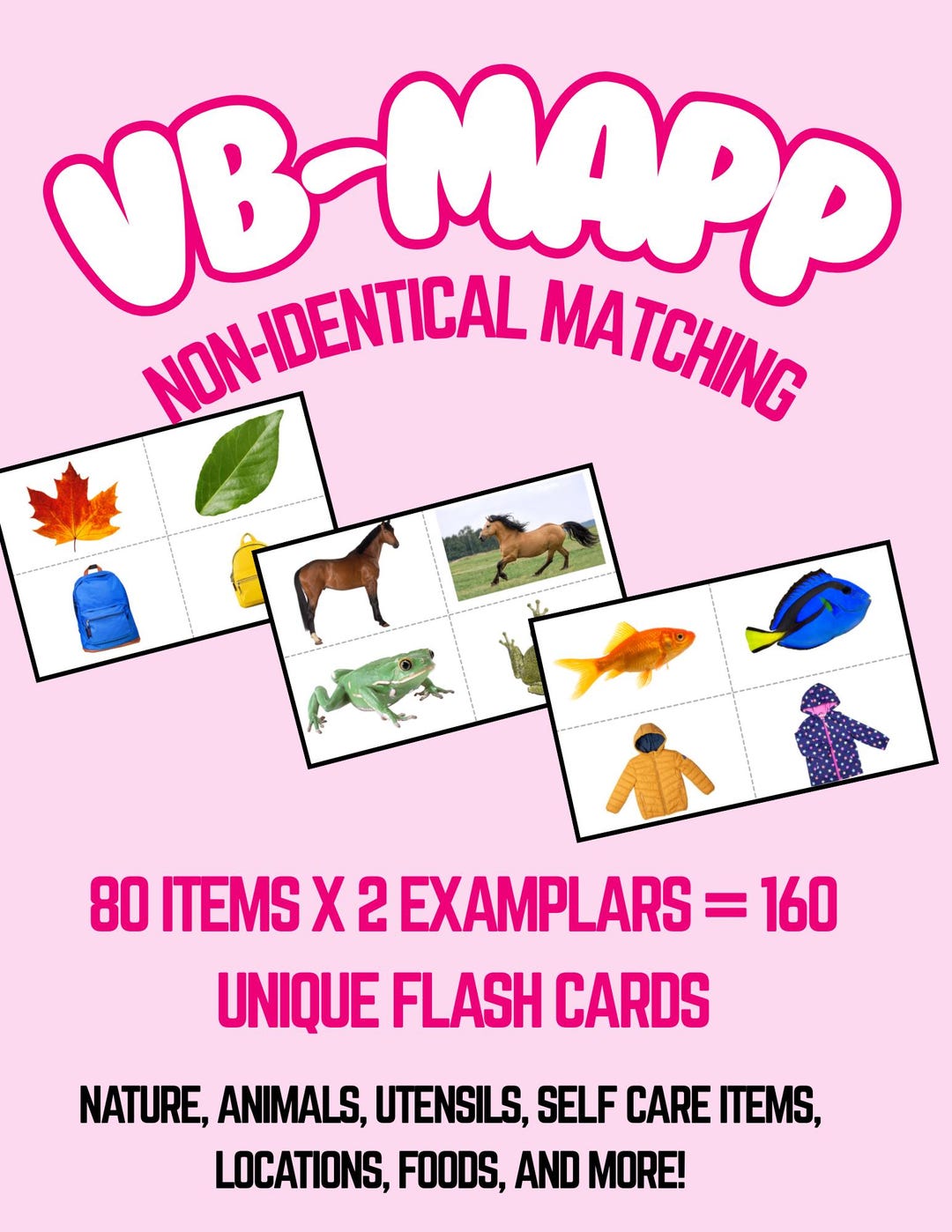 VB-MAPP Non-identical Matching Cards | 80 Items X 2 Exemplars | ABA ...