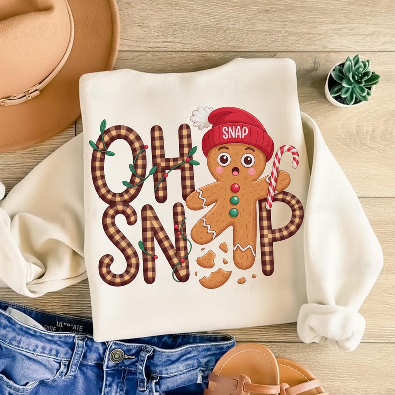 Funny Broken Gingerbread Man PNG, Plaid Christmas Cookie Sublimation ...