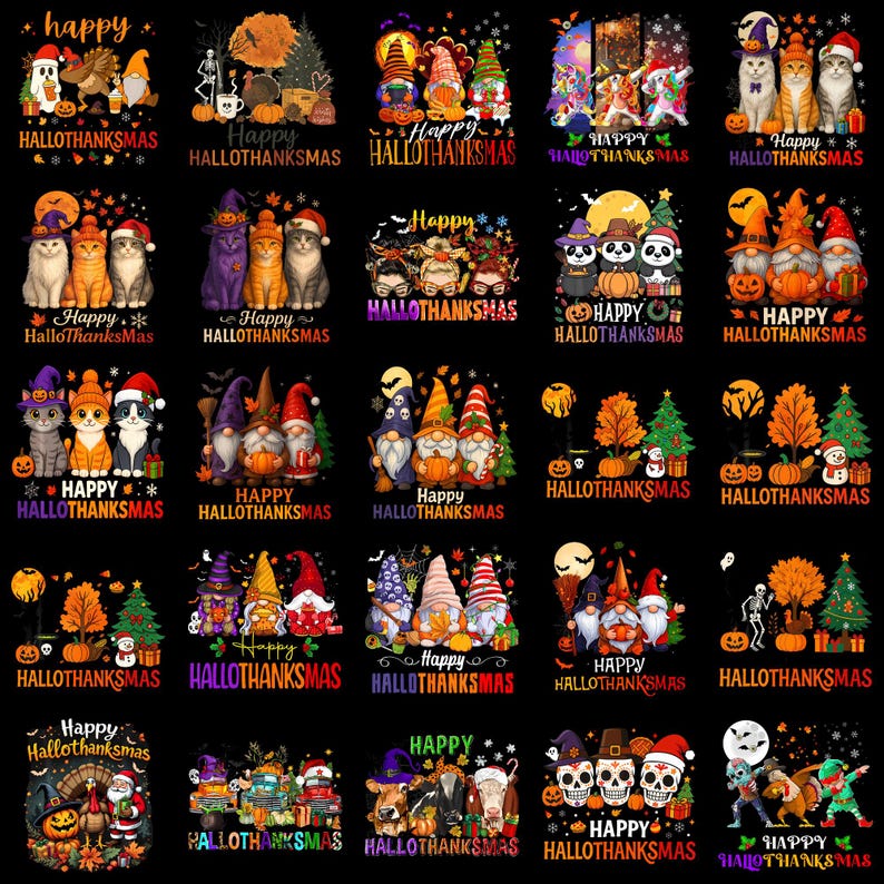 Funny Holiday PNG, Happy Hallothanksmas Halloween Thanksgiving ...