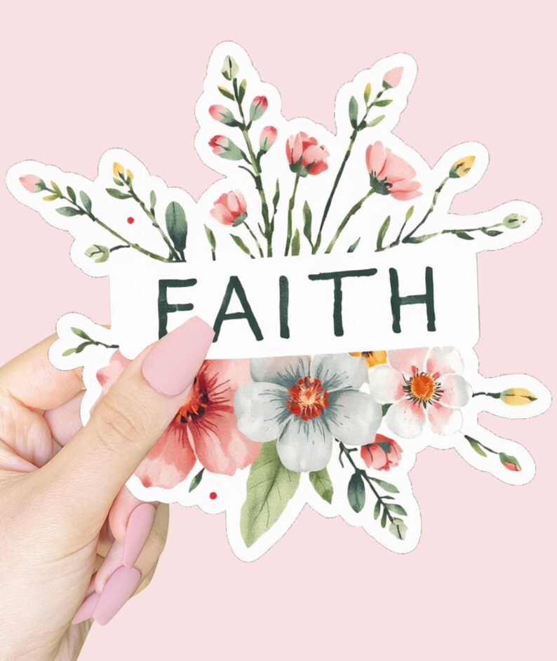 Floral Faith Sticker | Waterproof Vinyl, Christian Decal - Etsy