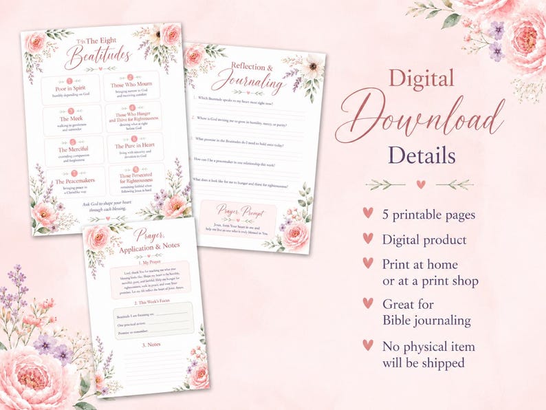 The Beatitudes Bible Journaling Set | Instant Download Printables ...