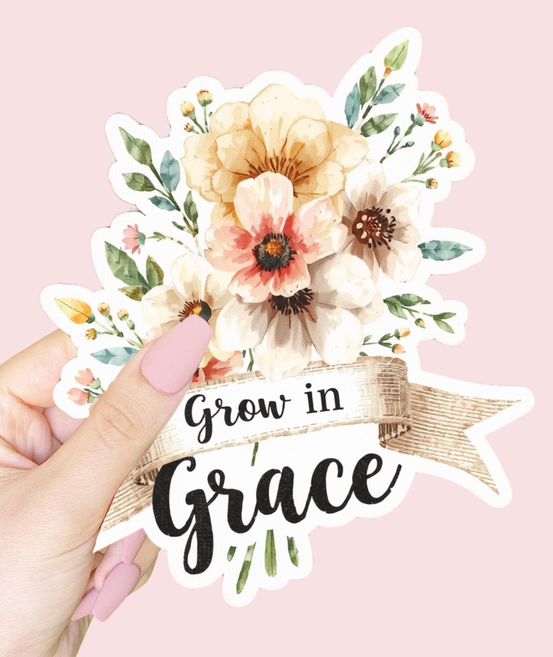 Grow in Grace Sticker | Waterproof Vinyl Sticker | Bible Sticker | Cup ...