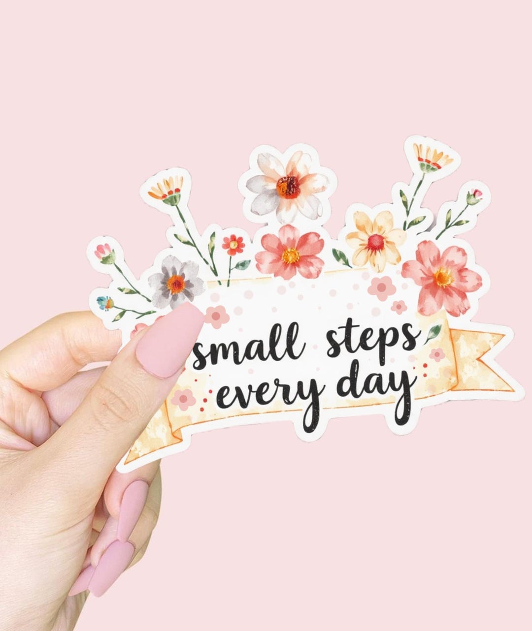 Small Steps Every Day Sticker | Waterproof Vinyl Floral Decal - Etsy