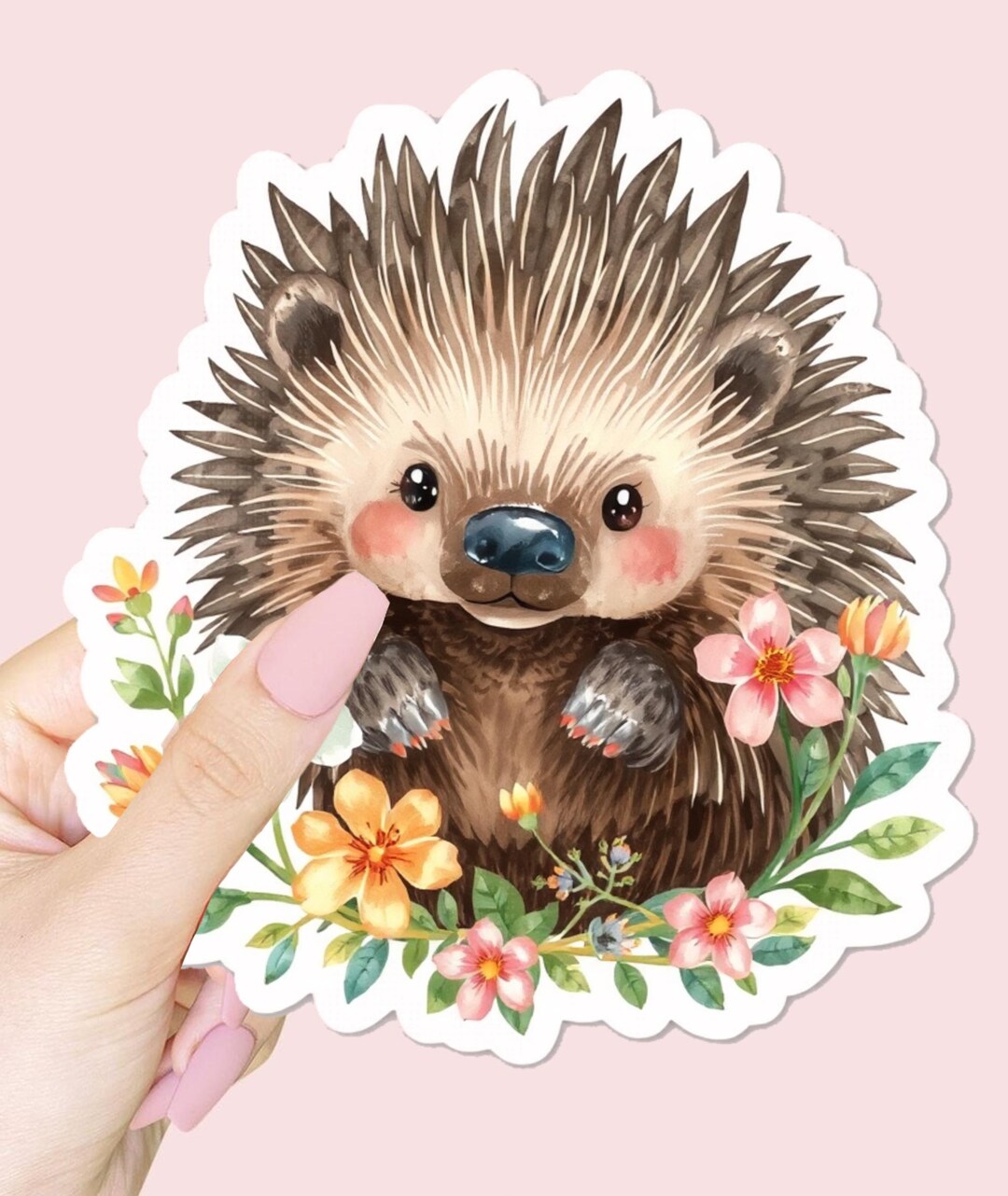 Porcupine Sticker | Floral Waterproof Vinyl Decal - Etsy