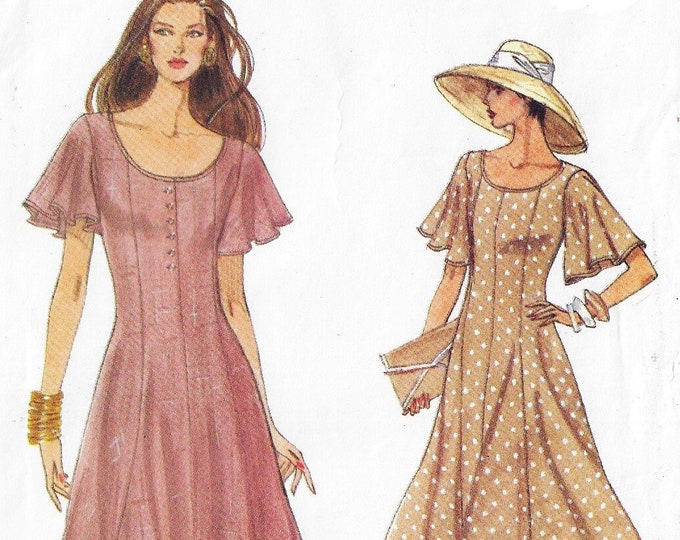 90s Womens Fit & Flare Summer Dress Vogue Sewing Pattern 8696 Size 12 ...