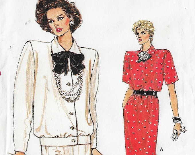 80s Womens Peplum Jacket & Pencil Skirt Vogue Sewing Pattern 7048 Size ...