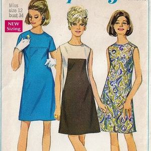 60s Womens A Line Dress With Variations Simplicity Sewing Pattern 7535 ...