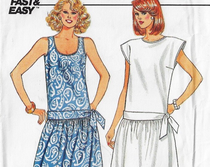 80s Butterick Sewing Pattern 3813 Womens Pullover Summer Dress With ...