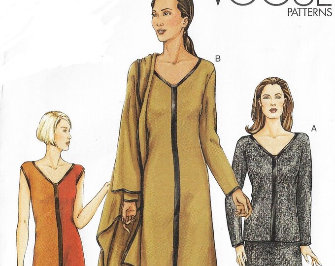 Womens A-line Dress or Top & Skirt With Shawl Vogue Sewing Pattern 7614 ...
