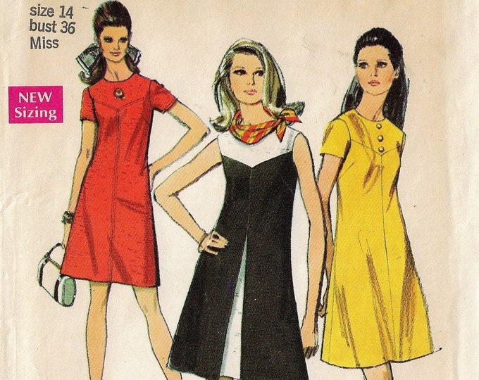 60s Womens A Line Dress With Variations Simplicity Sewing Pattern 8638 ...