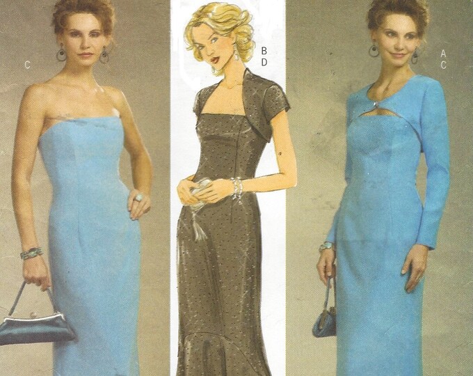 Womens Strapless Evening Gown & Shrug Butterick Sewing Pattern B4731 ...