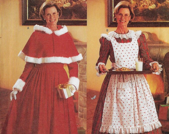 Mrs Claus Costume Cape, Dress & Apron Butterick Sewing Pattern 6816 ...