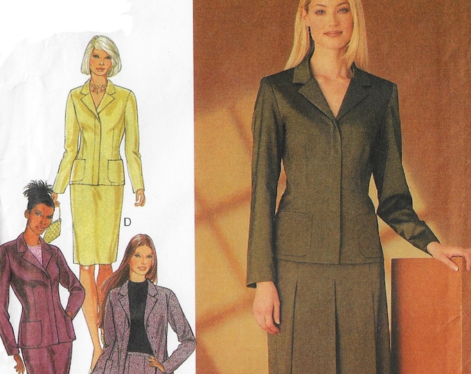90s Womens Concealed Closing Jacket & Skirts in 2 Styles Style Sewing ...