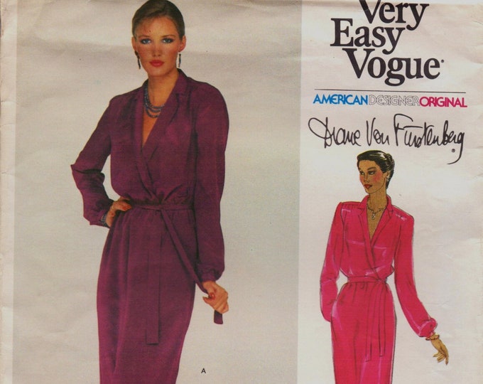 70s Vogue Sewing Pattern 2332 Diane Von Furstenberg Womens Mock Wrap ...